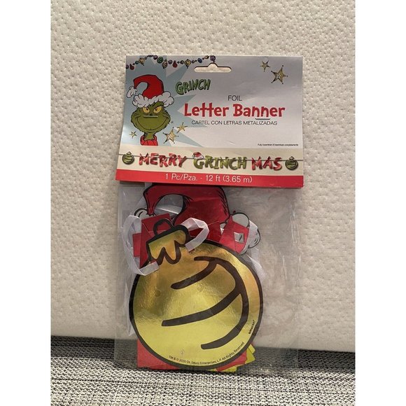 Dr. Seuss | Holiday | Grinch Stole Christmas Foil Letter Banner Merry ...
